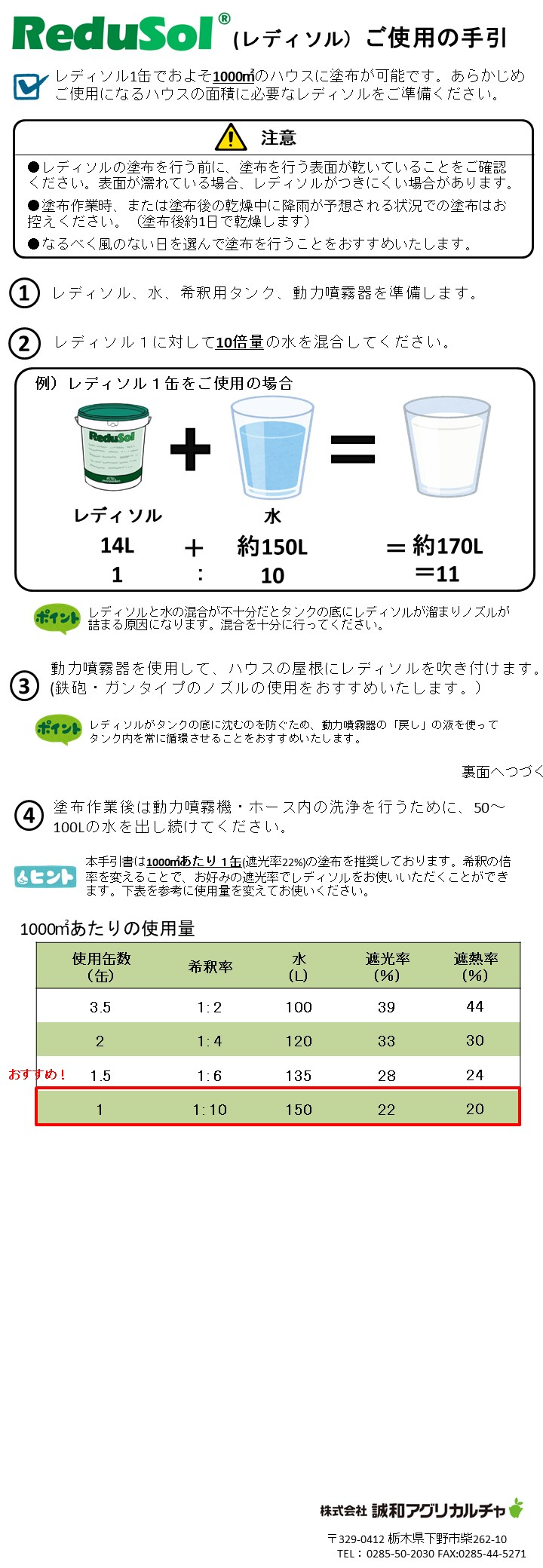 遮光塗布剤 Redusol レディソル – ファーマーズサポートネット
